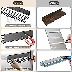 Nikolle 4 Pack Magnetic Spice Rack Organizer Spice Organizer for Refrigerator and Microwave Oven Magnetic Spice Shelf Black