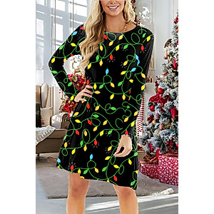 Christmas Light Dress for Women Ugly Holiday Party Winter Dresses M