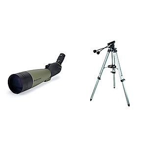 Celestron – Ultima 100 Angled Spotting Scope – 22 to 66x100mm Zoom Eyepiece – Multi-Coated Optics for Bird Watching, Wildlife, Scenery – Includes Soft Carrying Case & Heavy-Duty Altazimuth Tripod