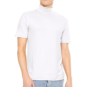 STRETCH IS COMFORT Men's Mock Neck Short SleeveTurtleneck White Large