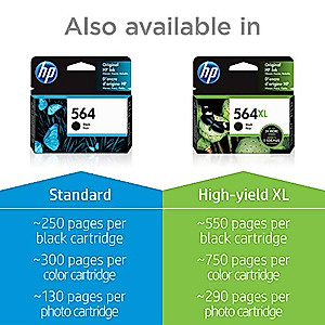HP 564 | 3 Ink Cartridges with Assorted Photo Paper | Cyan, Magenta, Yellow | Works with HP DeskJet 3500 Series, HP OfficeJet 4600 5500 C6300 6500 7500 Series, B8550, D7560, C510, B209, B210, C309, C310, C410, C510 | CB318WN, CB319WN, CB320WN
