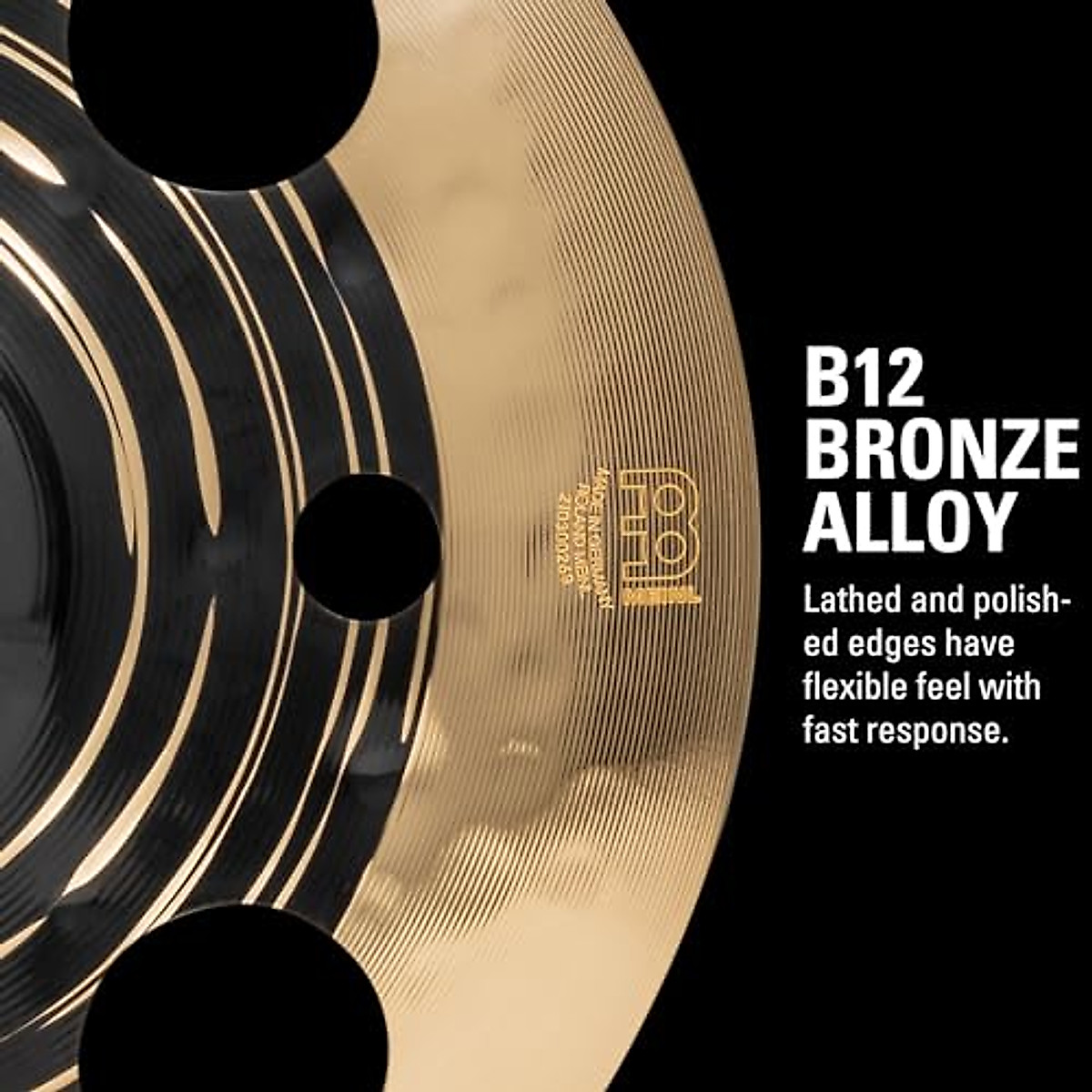 Meinl Cymbals Classics Custom Dual 12" Trash Splash Cymbal for Drum Set, Dark/Brilliant — Made in Germany — B12 Bronze, 2-Year Warranty, (CC12DUTRS)