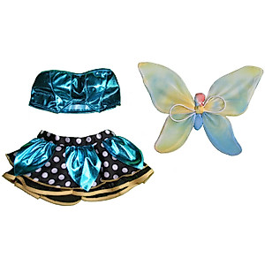 Polka Dot Butterfly Outfit with Yellow Bows Fits Most 14" - 18" Build-a-bear and Make Your Own Stuffed Animals