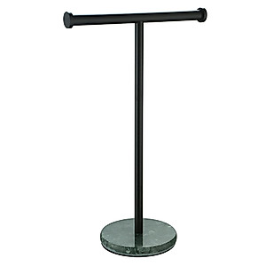 Hand Towel Rack Stand, Bathroom Countertop Towel Holder,Marble Base, Green Base,SUS304 Stainless Steel Matte Black Rod, G370C