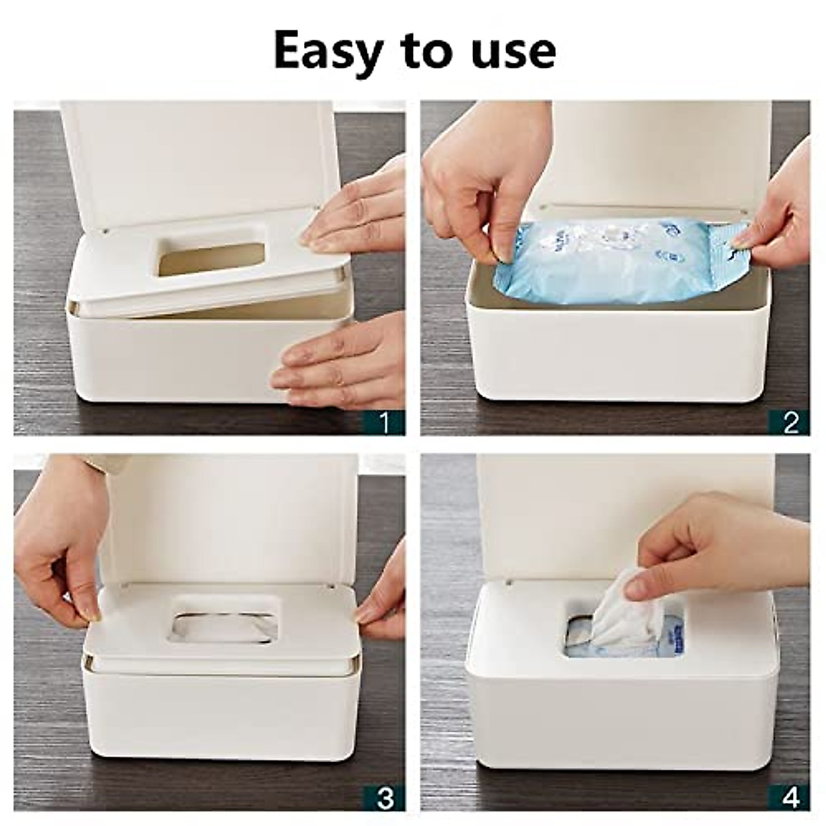 Wipes Dispenser Holder,Tissue Storage Box Case Wet Baby Wipes Case Baby Wipe Holder with Lid for Home Office Desk, Dorm, Kitchen, Washroom, Vanity (White+Pink)