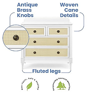 Delta Children Madeline, Dresser w Interlocking, Bianca White/Textured Almond