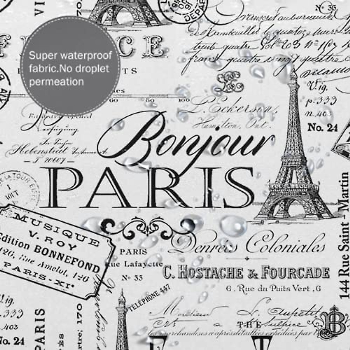 Blmiflwe 4Pcs Paris Shower Curtain Sets Bathroom Set Decor with Non-Slip Rugs Toilet Lid Cover Bath Mat,Paris Eiffel Tower Waterproof Bathroom Curtains Shower Set with 12 Hooks 65" x 70 "