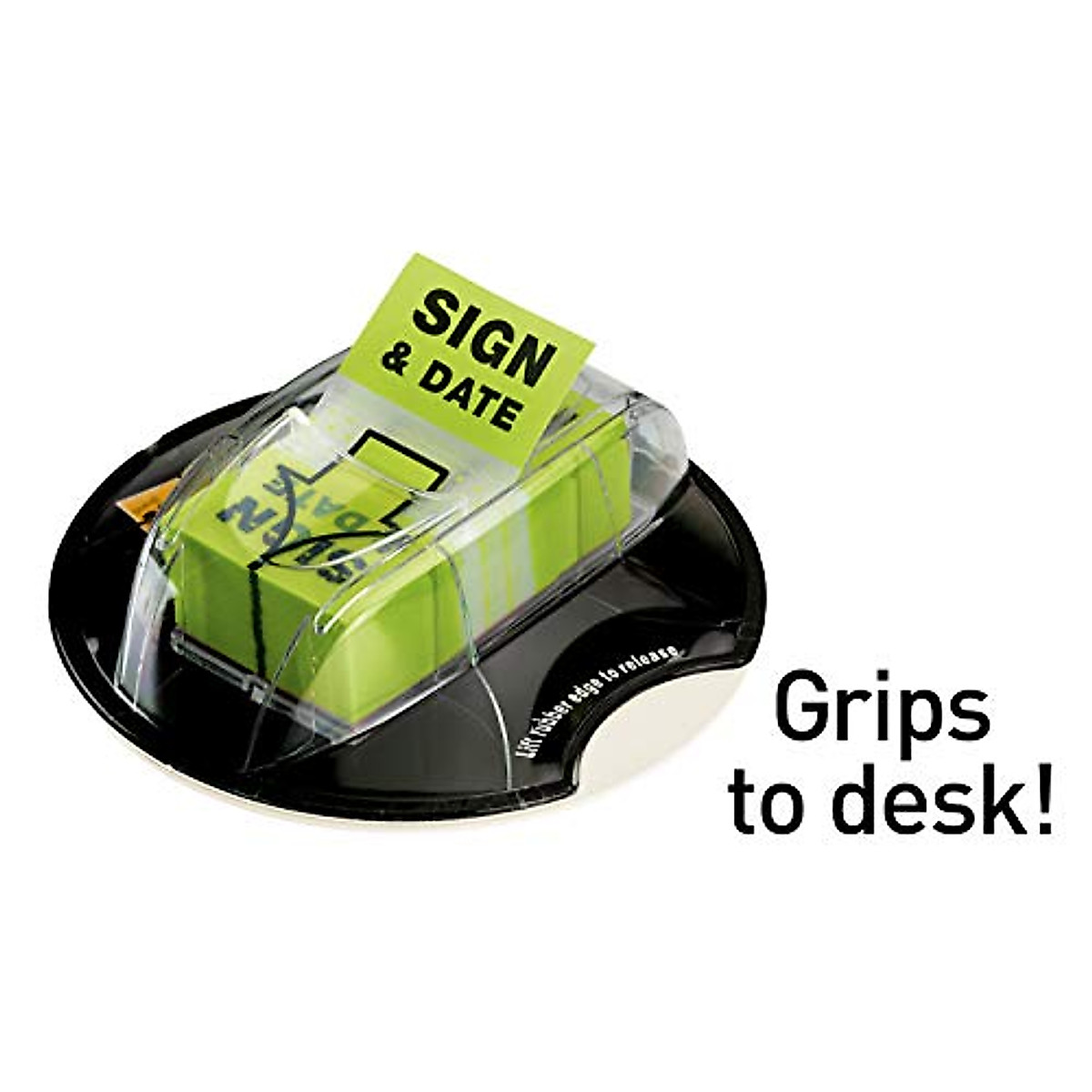 Post-it "Sign and Date" Flags, 200/Desk Grip Dispenser, 1 Dispenser/Pack, 1 in Wide, Bright Green (680-HVSD)