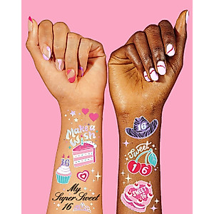 xo, Fetti Sweet 16 Birthday Temporary Tattoos - 42 Metallic Styles | Sixteen Birthday Party Decorations, 16th Bday, Bday Girl Gift, Birthday Goodie Bag Favor