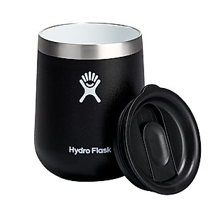 Hydro Flask 10 oz Ceramic Reusable Wine Cup with Lid Wine Tumbler Black - Vacuum Insulated, Dishwasher Safe, BPA-Free, Non-Toxic