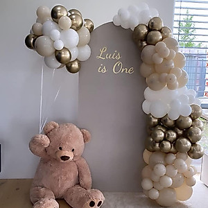 Boho Balloon Arch Beige Balloon Garland Kit, 113 Packs Neutral White Sand Balloon Nude Cream Peach Balloon and Metallic Champagne Balloons for Baby Bridal Shower Girl Birthday Wedding Decorations