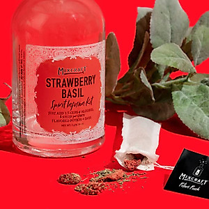 MixCraft Spirit Infusion Kit - Premium Craft Cocktail & Mocktail Mixer, Glass Bottle, Collapsible Funnel, Flavor Pouch & Recipe, Strawberry Basil