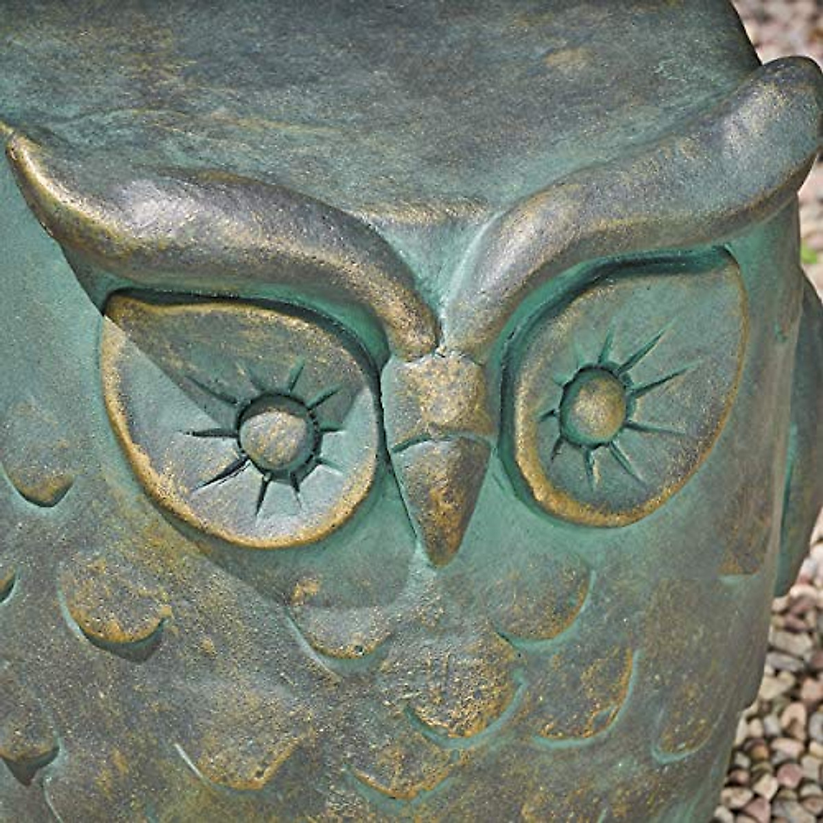 Christopher Knight Home Agnes Owl Garden Stool, Lightweight Concrete, Gold Patina Finish