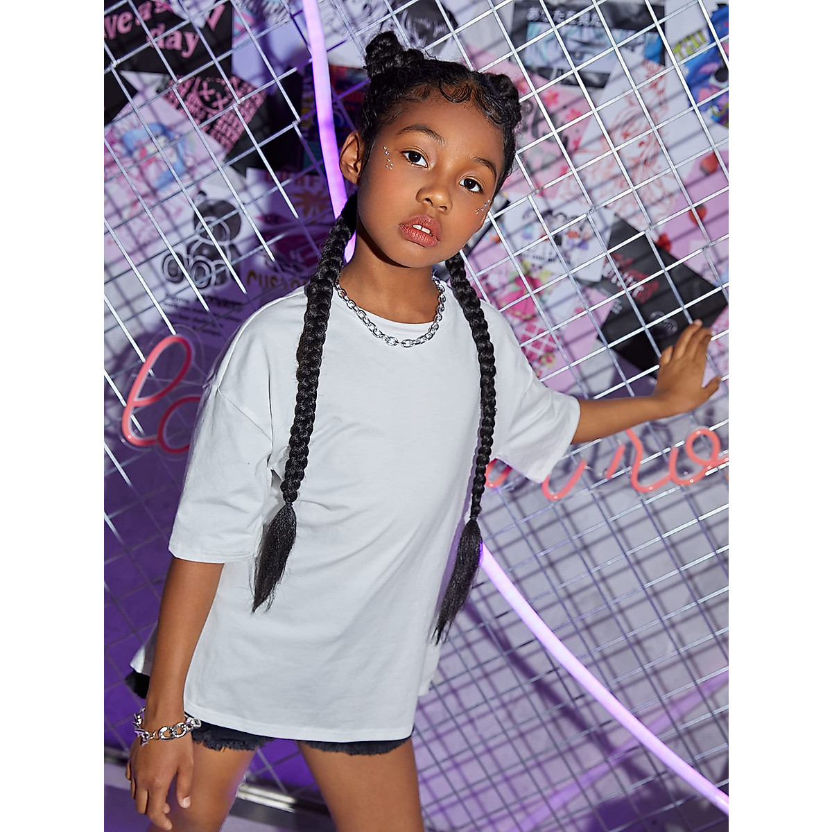 SOLY HUX Girl's Letter Graphic T Shirts Short Sleeve Cute Shirts Oversized Loose Tee Summer Tops White 10Y