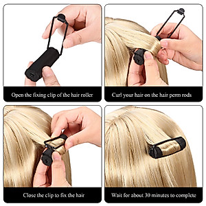 40 Pieces Sponge Hair Rollers Satin Rollers Silk Foam Rollers Women Hair Curlers with Duck Teeth Clips for Hairdressing Styling(0.98 Inch,Black)