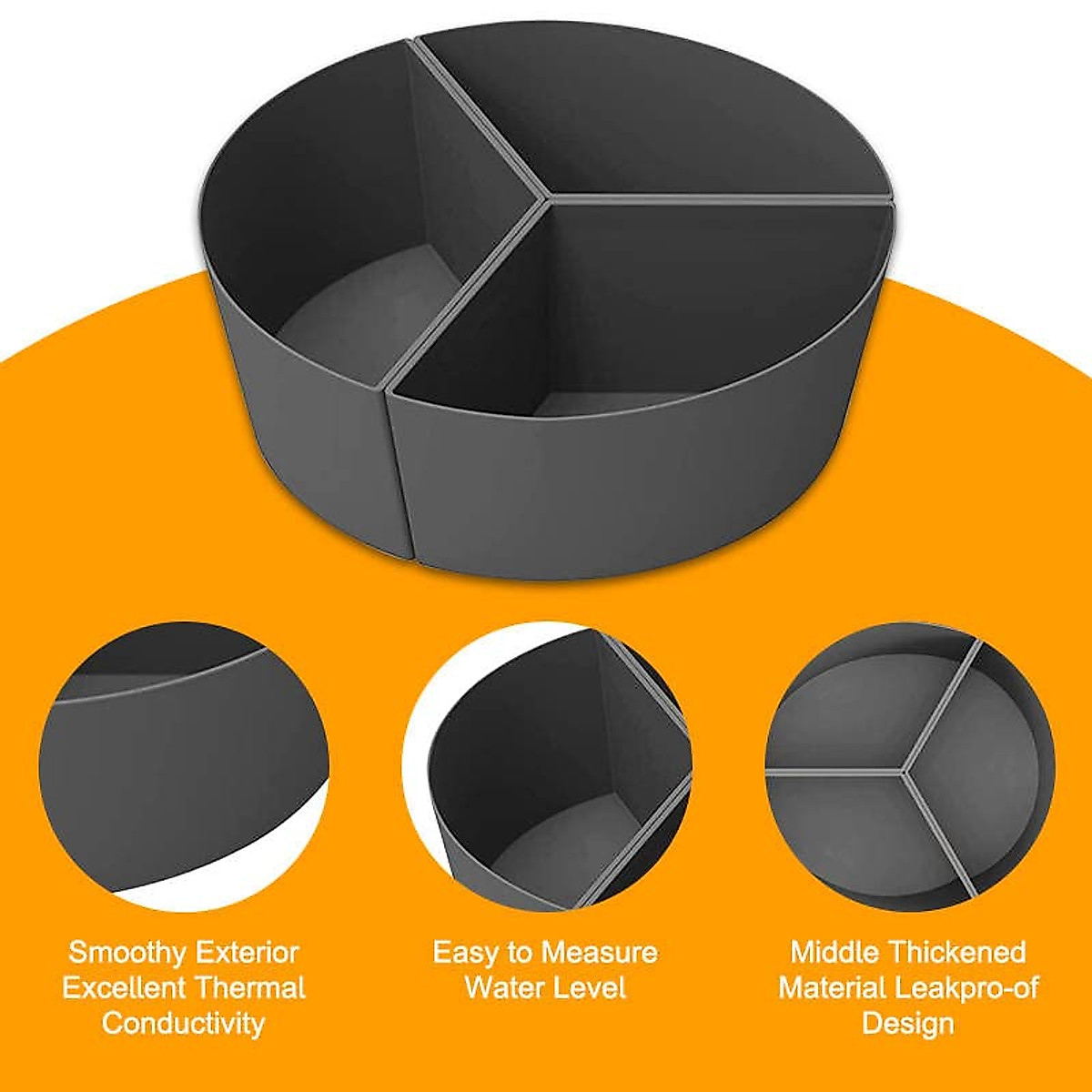 Melon Melo 3-PCS Silicone Crockpot Divider Insert | Mini Crock Pot Divider | Small Crockpot | Slow Cooker Reusable Leak-proof, Dishwasher Safe for all 6-8 Quart QT Crockpot Cookers Accessories