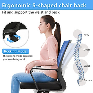 PayLessHere Office Chair Computer Chair Ergonomic Mesh Chair Mid-Back Home Office Swivel Chair Modern Desk Chair with Wheels Armrests Lumbar Support (Blue)