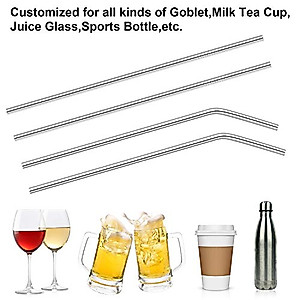 Hypermotion Stainless Steel Straw, Food Grade Reusable Metal Drinking Straw Set with 2 Cleaning Brushes and Carry Pouch for Smoothie, Milkshake, Cocktail and Hot Drinks