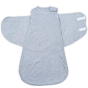 AOUHA Baby Sleepsack Swaddle 3-Way Adjustable Wearable Blanket Boy and Girl,100% Cotton,6-12 Months(Gray)
