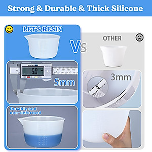 LET'S RESIN Silicone Measuring Cups,Resin Supplies with 600ml/20oz&100ml Thickening&Polishing Resin Mixing Cups,Easy to Clean,Silicone Stir Sticks,Silicone Cups for Epoxy Resin Mixing