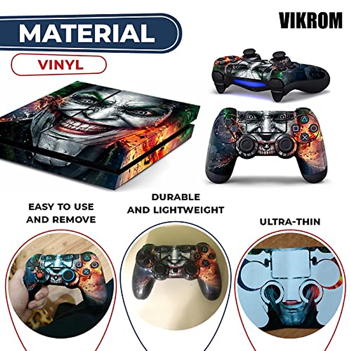 Joker Vinyl Skins Ps4 Controller Skin - One Skin Console Sticker One Games Console Skins Protective Vinyl Skin Decal - One Skins for Console Avenger Stickers Ps4 Controller Sony
