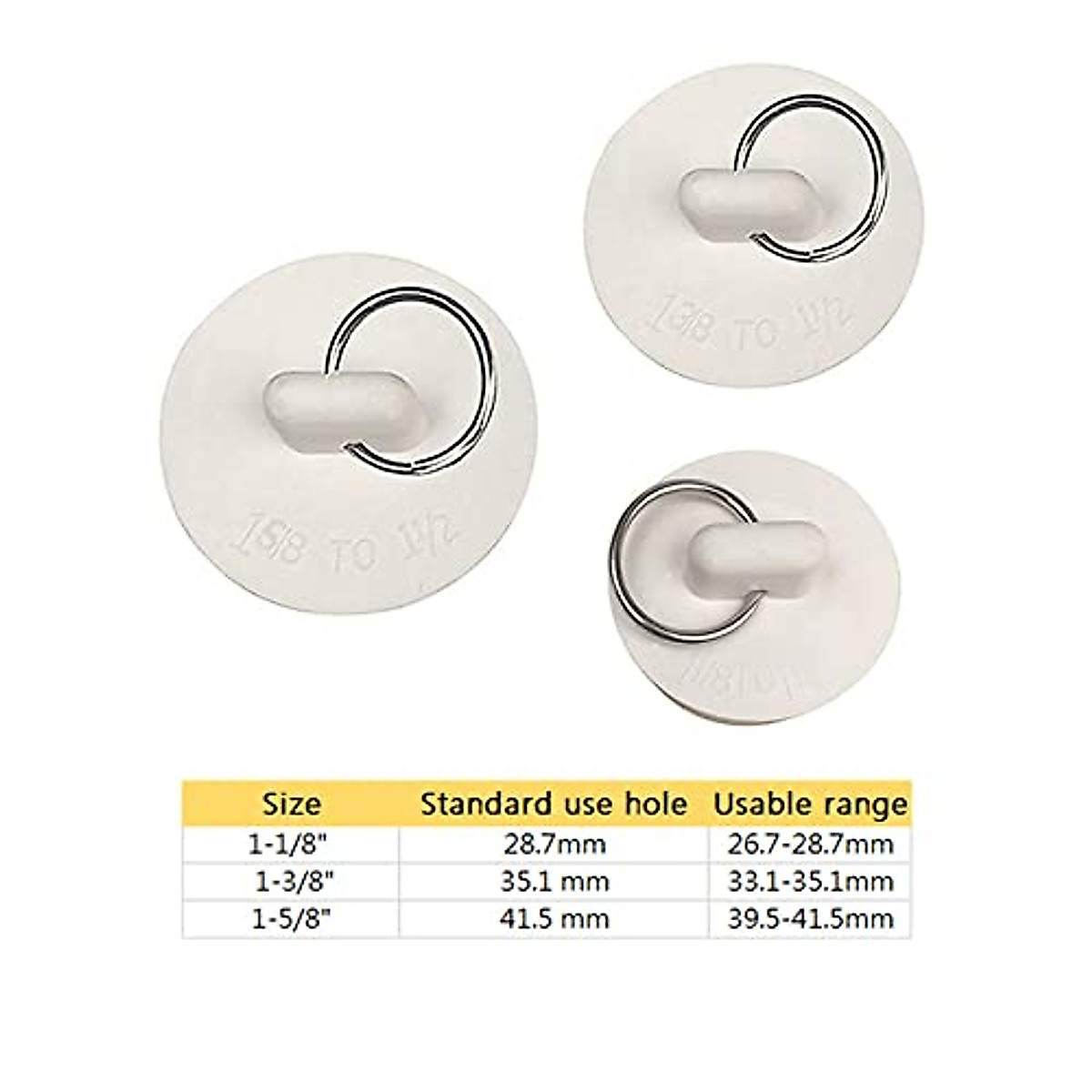 Rubber Tub Drain Stopper Bath Sink Plumb Fits Drain Set 3