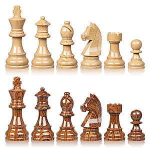 Onietoiy 3 in 1 High Polymer 3.75 Inch Weighted Chess Sets Backgammon and Checker Games Standard Competition Chess Pieces with Extra 2 Queens and Large Portable 19 inch Chess Board Set