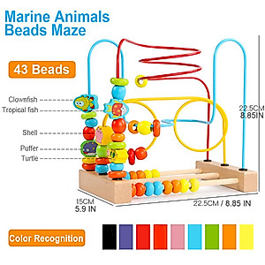 Timy First Bead Maze Roller Coaster Wooden Educational Circle Toy for Toddlers