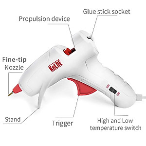 KeLDE Long Fine Tip Hot Glue Gun Kit With 25pcs Glue Sticks, 20W Adjustable Dual Temp Melting Glue Gun for DIY Handcraft, Precision Projects, Repairing