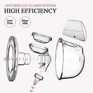 IKARE Wearable Breast Pump Hands Free, Pain Free Portable Electric Breastfeeding Pump with 3 Mode & 10 Levels, Rechargeable Milk Pump for Travel & Home, 24mm/28mm Flange, Super Quiet (Pink)