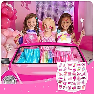 Pink Temporary Tattoos Hot Pink Princess Birthday Party Decorations Favors Pink Tattoos for Kids Girls Woman Adult Pink Birthday Party Supplies