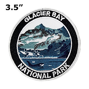 Glacier Bay National Park Patch Embroidered Iron-on/Sew-on Decorative Embroidery Applique Clothing Vest Jacket Premium Stitching Nature Wild Animals Forest Trees Hiking Trail Souvenir Badge Whales