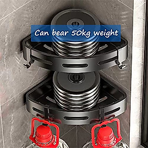 wykasdmd Corner Shower Caddy Organizer Bathroom Corner Storage Organizer Bathtub Rack Black Rustproof Space Aluminum No Drilling Wall Mounted Bathroom Shelf with Adhesive with 4 Hooks (black 3 tiers)