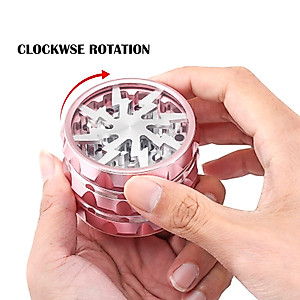 VRUPINZE 2.5 inch Large Grinder, Portable Aluminium Grinder with Clear Top, Pink