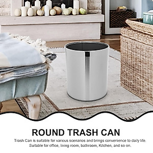Luxshiny Stainless Steel Round Trash Can Hotel Trash Can Garbage Bin Large Trash Bin Stainless Steel Trash Bin Stainless Steel Trash Can Wastebasket Garbage Can for Bedroom Waste Bins