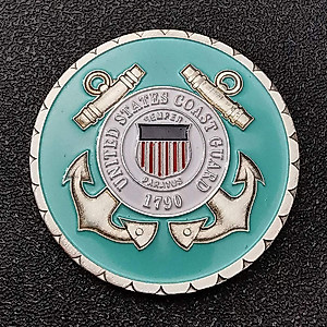 MKIOPNM United States Coast Guard Commemorative Coin Skull Head Silver Plated Antique Army Fan Pirate Coin