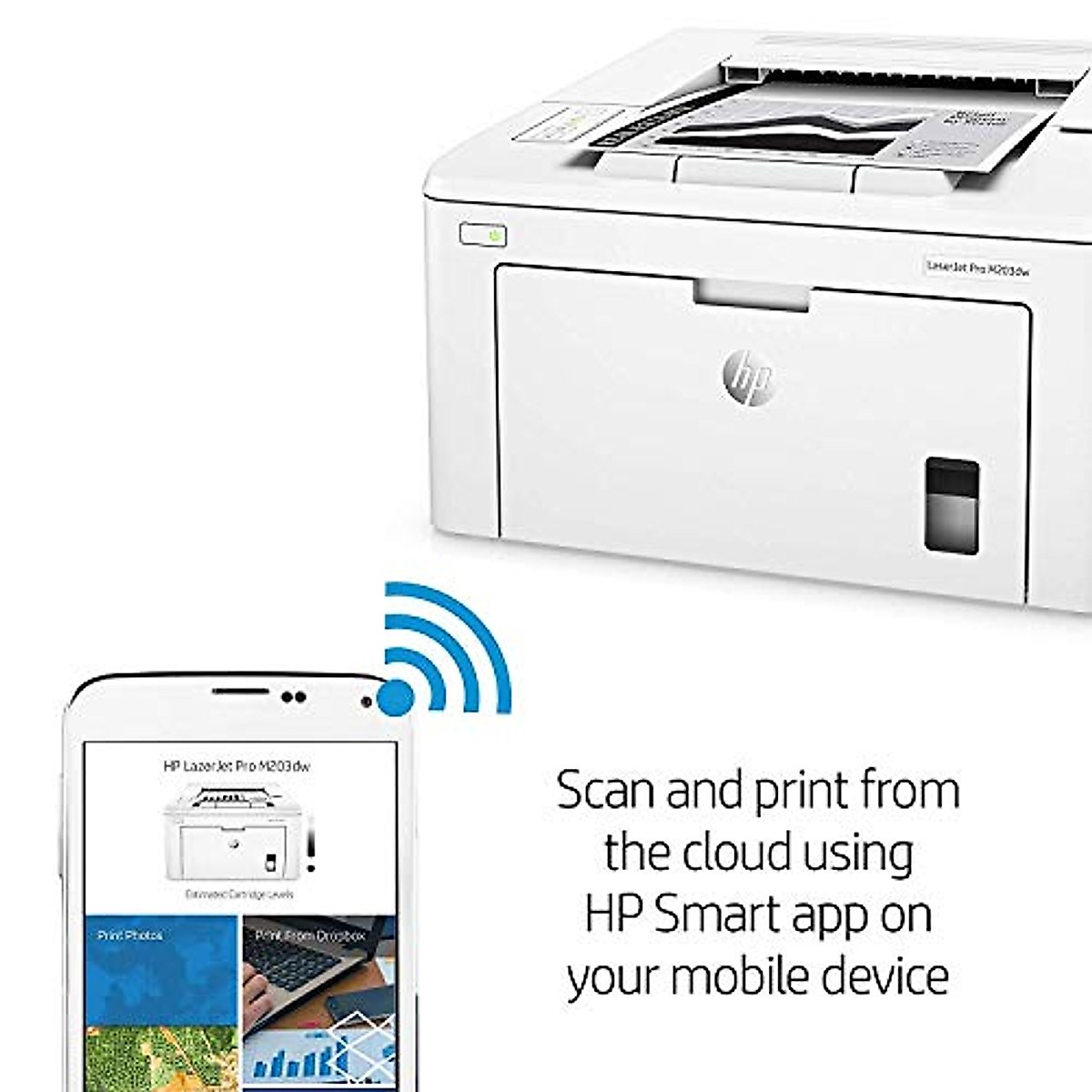 HP LaserJet Pro M203dw Wireless Monochrome Printer with built-in Ethernet & 2-sided printing, works with Alexa (G3Q47A)