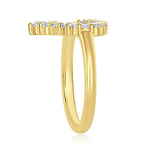 Open Heart Simulated Diamond CZ Ring Silver/14k Gold Plated/14k Rose Gold Plated Sterling Silver Valentines Jewelry for Women or Teens-gold-6