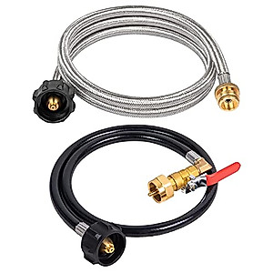 SHINESTAR 1lb to 20lb Propane Adapter with Durable Braided Hose (5FT), Comes with A 3FT Propane Refill Adapter Hose, Easy to Use