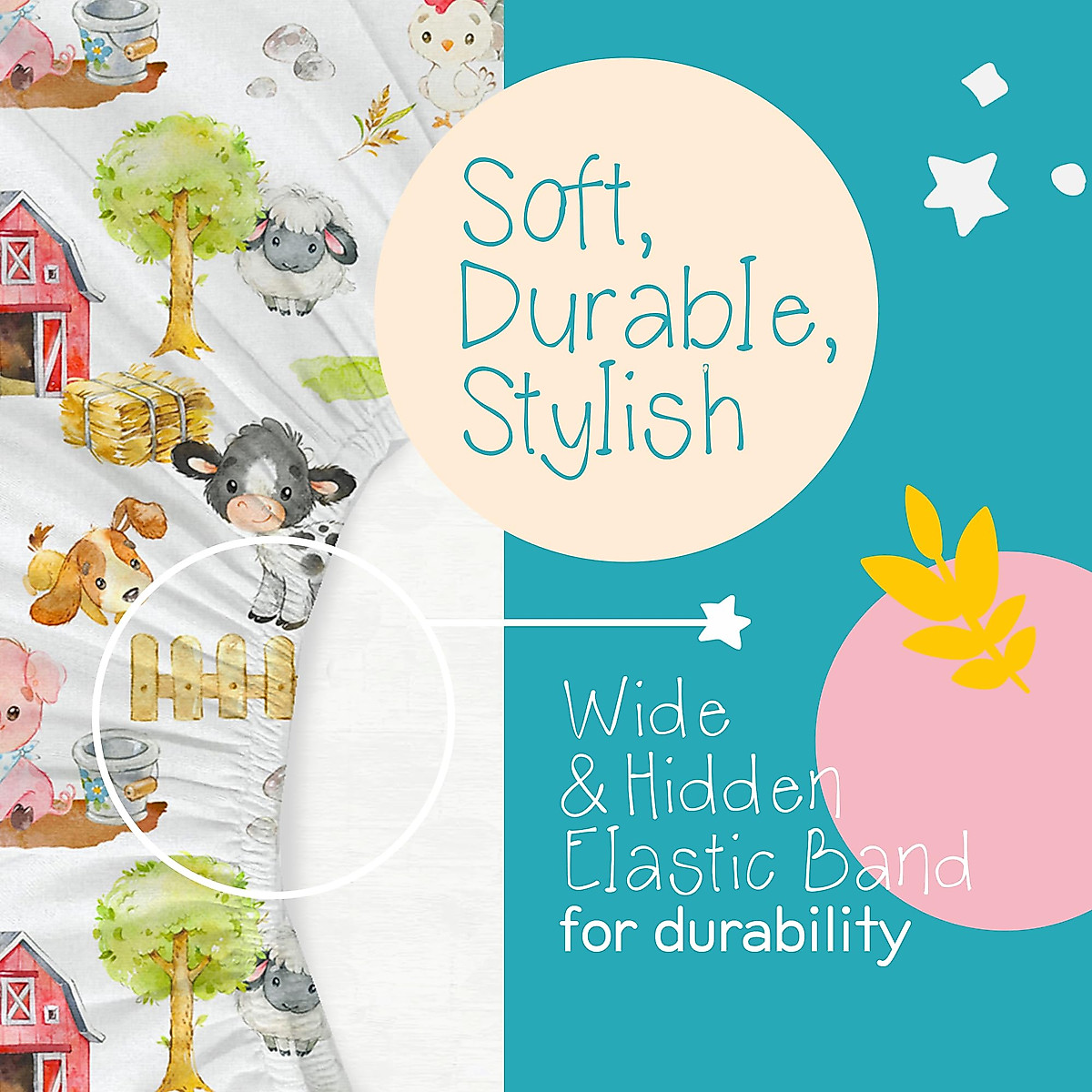 Honey Lemonade - Buttery Soft Rayon Baby Crib Sheets Girl and Boy - Infant Shower Gift - Standard Crib Sheets - Fitted & Breathable Crib Mattress Sheet - Toddler Sheet (Farm Animals)