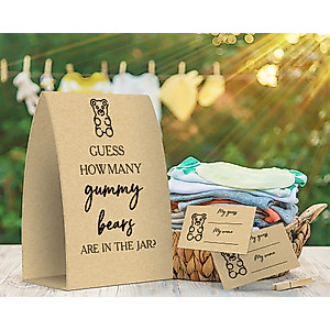 Pazag Guess How Many Gummy Bears are in The Jar, Kraft, Baby Shower Games, Baby Shower Decorations - One Sign and 50 Cards(GUESS007)