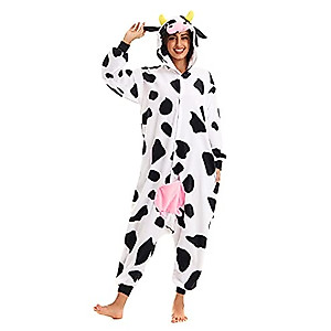 CANASOUR Halloween Custume Adult Anime Cow Polyster Women's Onesie Costume (X-Large, Cow)