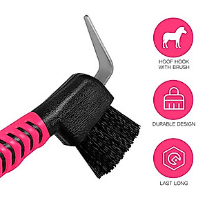 POPETPOP Horse Hoof Pick Comfortable Soft Grip Hoof Picks Horse Grooming Tools Hoof Pick with Brush for Home Beauty Salon Barber (Random Color)
