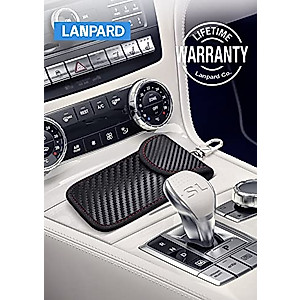 lanpard Faraday Bag for Key Fob(2 Pack), Faraday Cage Protector, Car RFID Signal Blocking Key Fob Protector, Double-Layers of Shielding Carbon Fiber Material Anti-Theft Faraday Pouch