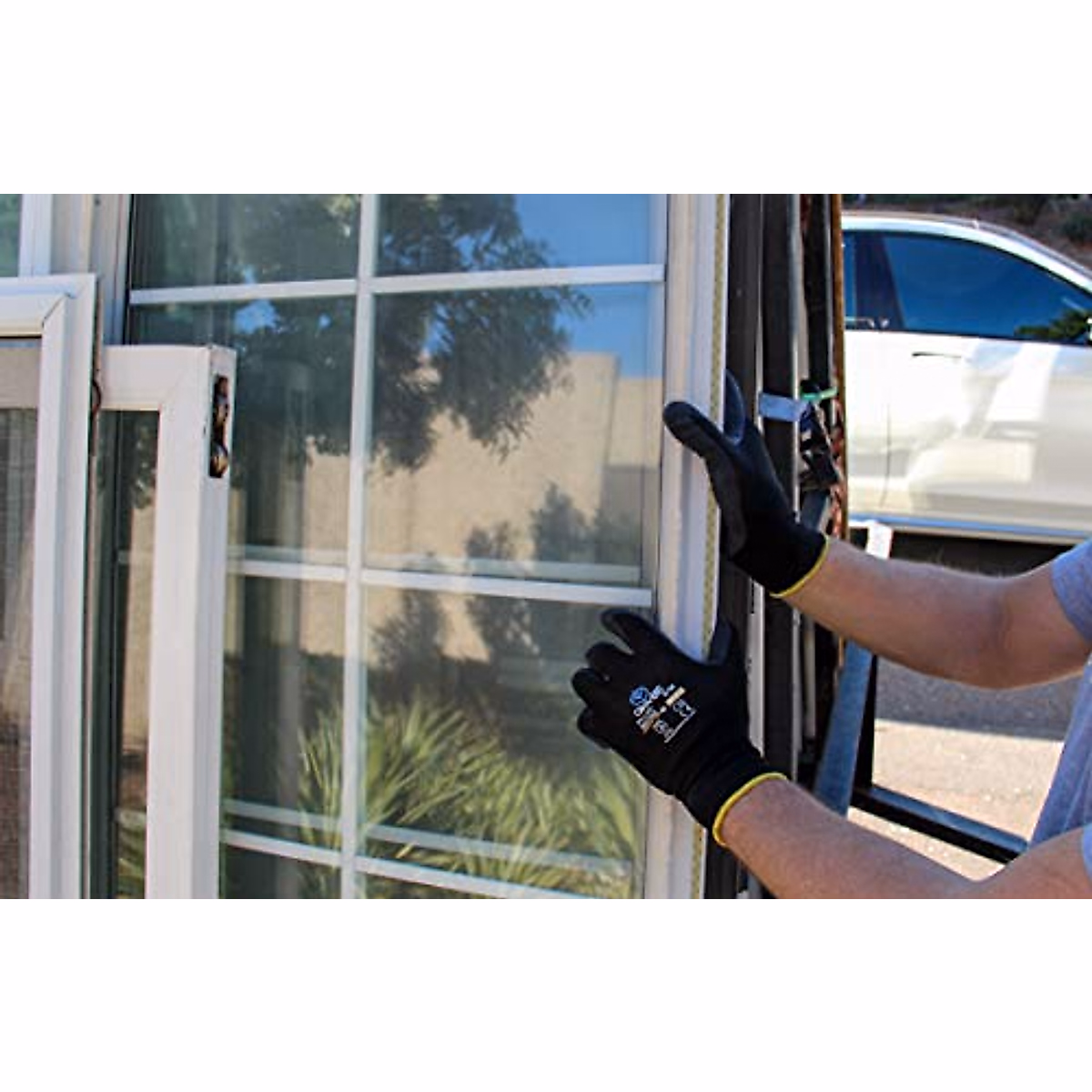 GlovBE 12 Pairs Grip All-Purpose Work Gloves with Latex Coated Palm, Black (XL)