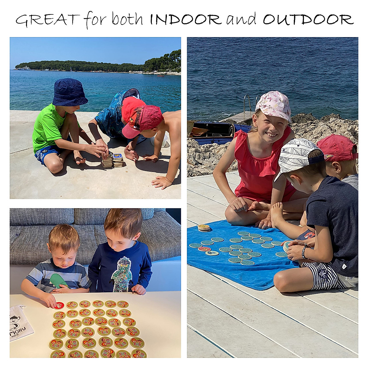 Montessori-Inspired Wooden Matching Game for Toddlers 2-4 Years - Things that Go - Durable, Scratch-Resistant 36 Card Set, Includes Carry Bag - Memory Game for Toddlers 2-4 Years - Means of Transport