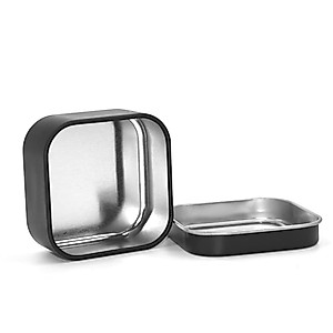 4 Pack Empty Tin Box Containers with Clear Lid Top Window, 2.2x2.2x0.98 Inch, Black Metal Containers Portable Box Small Storage Kit Home Organizer, Black