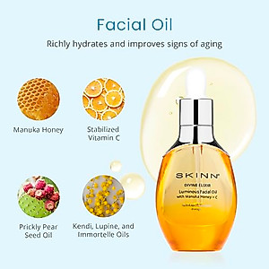 SKINN Luminous Facial Oil and Face Firming Cream Set - Anti-Aging Skin Care Duo to Reduce Fine Lines, Wrinkles & Strengthen Skins Barrier with Vitamin C & Manuka Honey