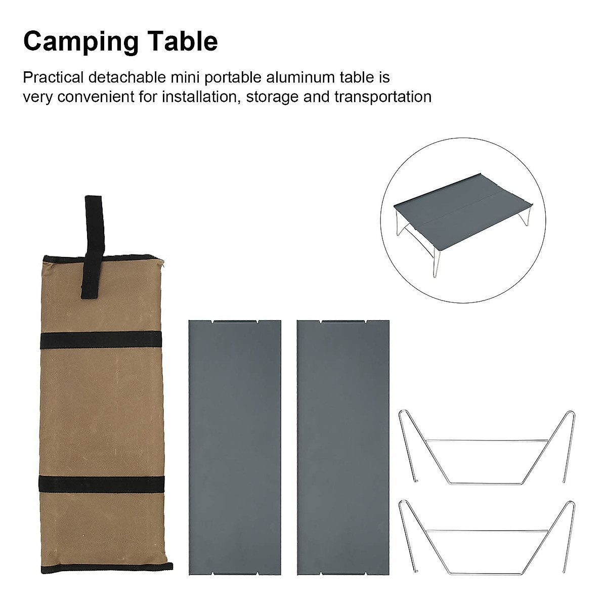 Topyond Portable Aluminum Alloy Barbecue Table, Detachable Camping Table Corrosion Resistance Stable Table Easy to carry for Camping Picnic Backyard