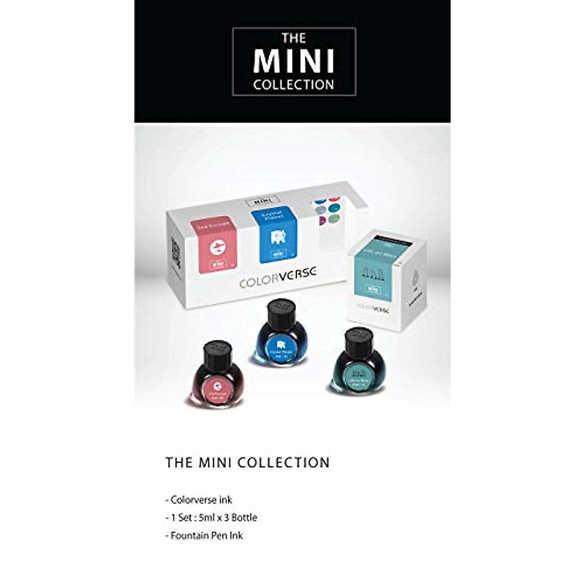 Colorverse Ink - The Mini Collection - 3 Pack - 5ml Fountain Pen Ink Bundle - #14 Supernova, 13 Quasar & #61 KSLV-II
